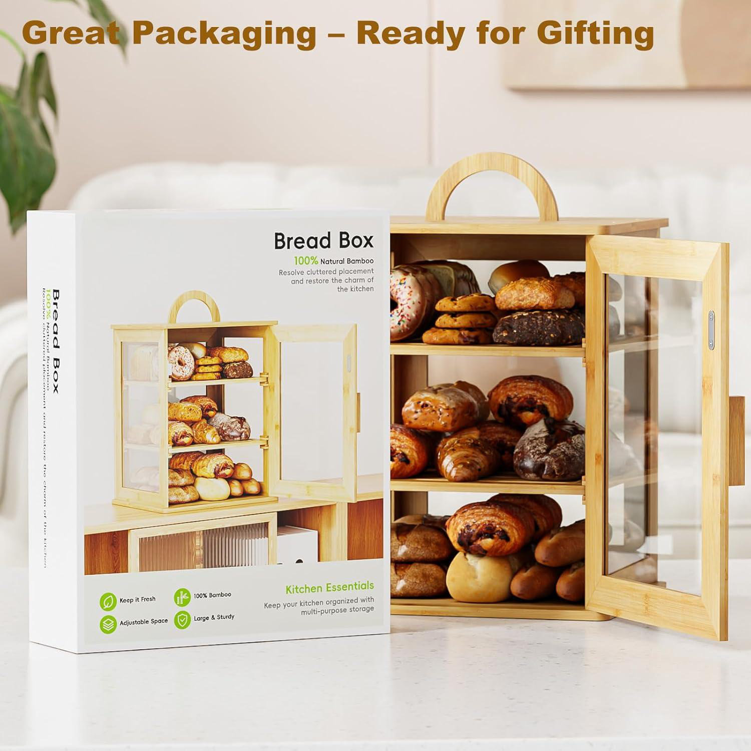 Red Barrel Studio® 3-Tier Bread Box For Kitchen Countertop – Large ...