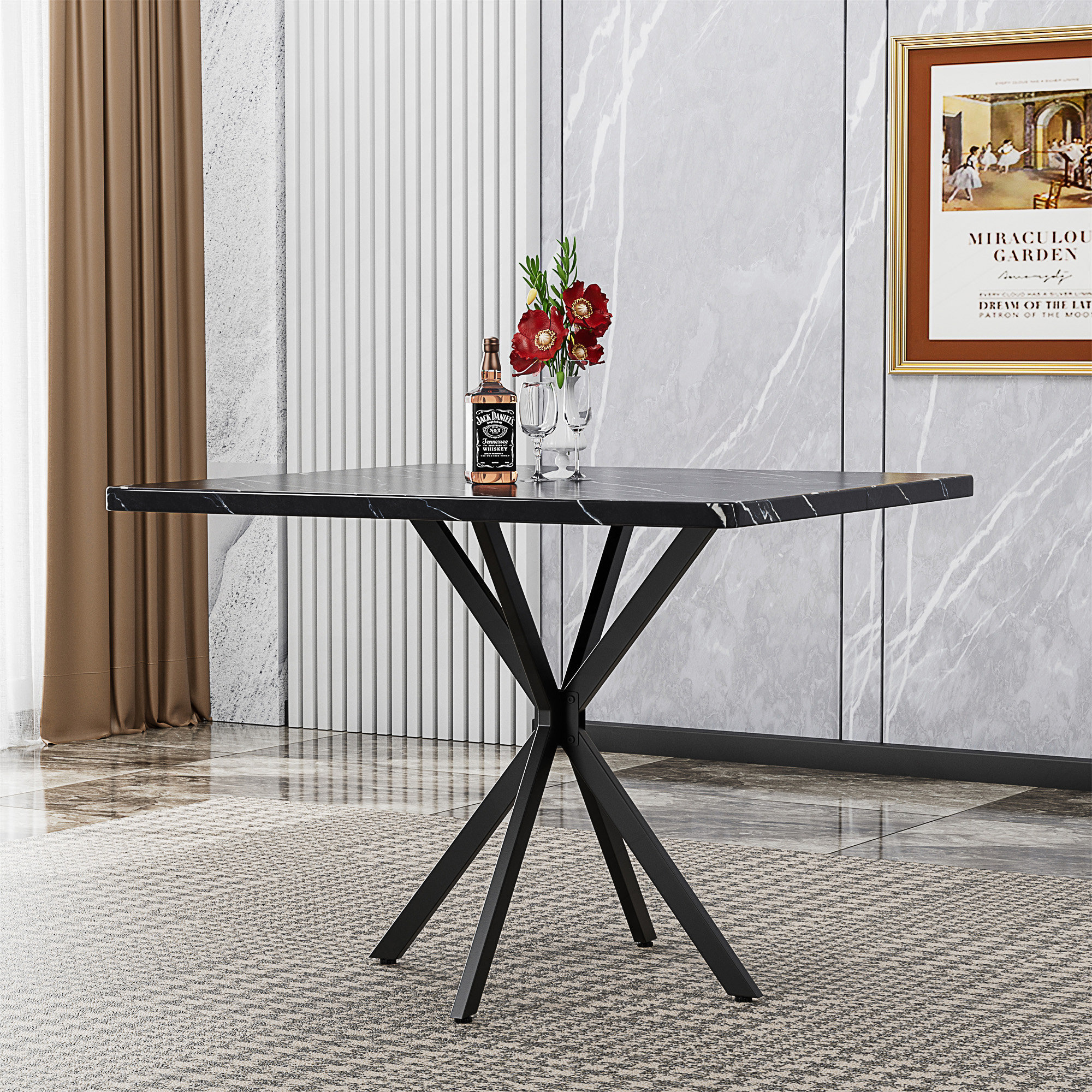 Wrought Studio Square Dining Table, Mid Century Modern Square Dining ...