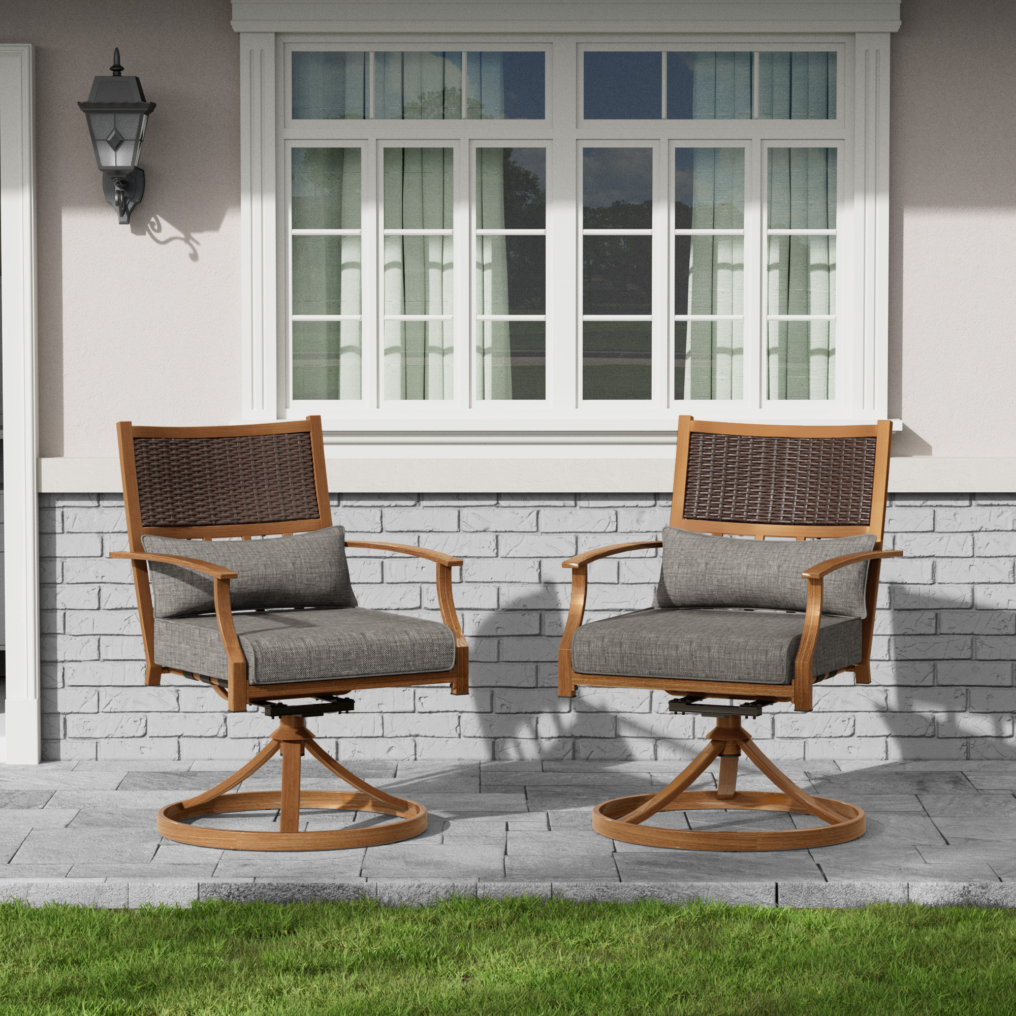 Red Barrel Studio® Swivel Rocker Chairs with Hand-Painted Metal Frame ...