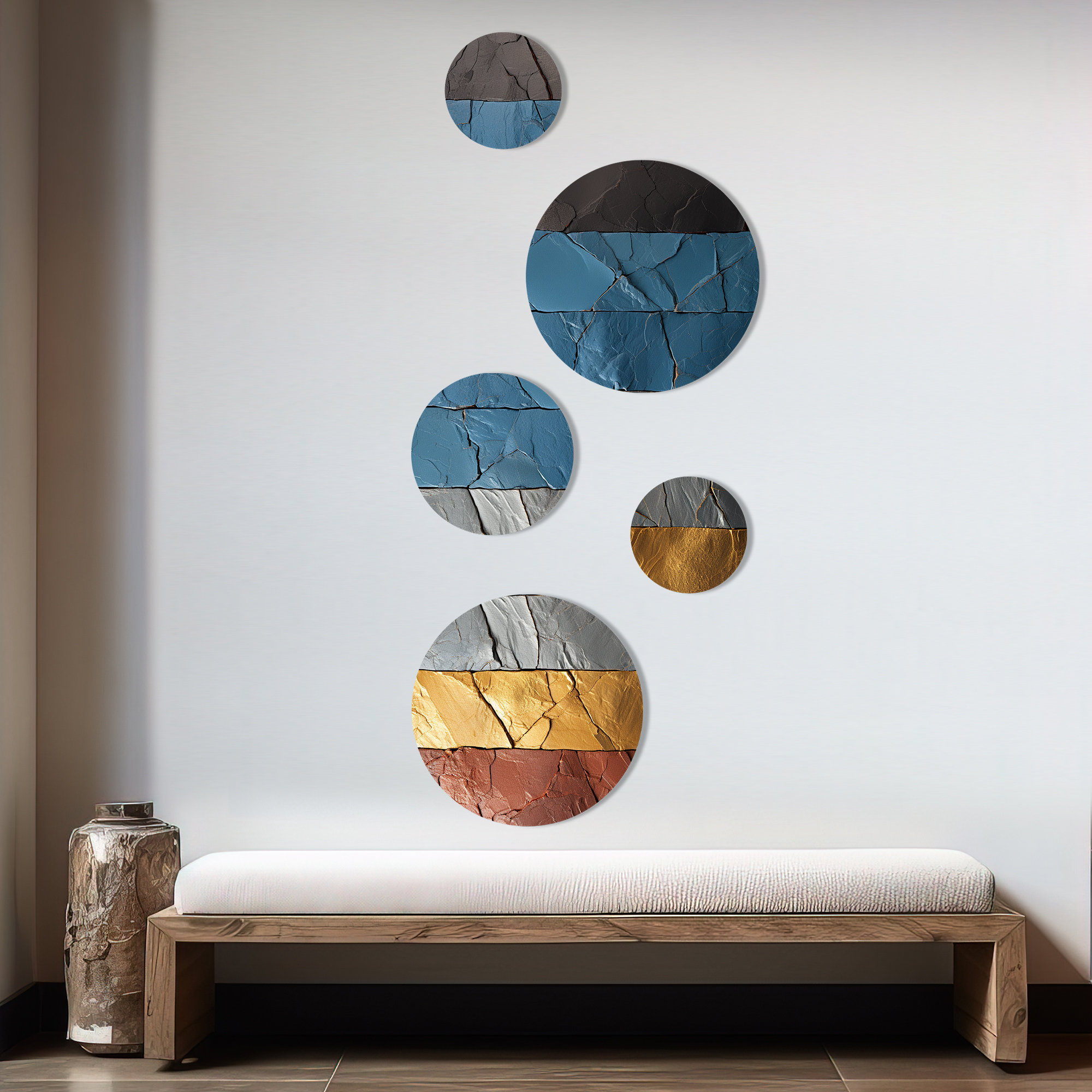 Mercer41 Boho Earth Element Stones Mosaic I - Boho Mosaic Round Wall ...