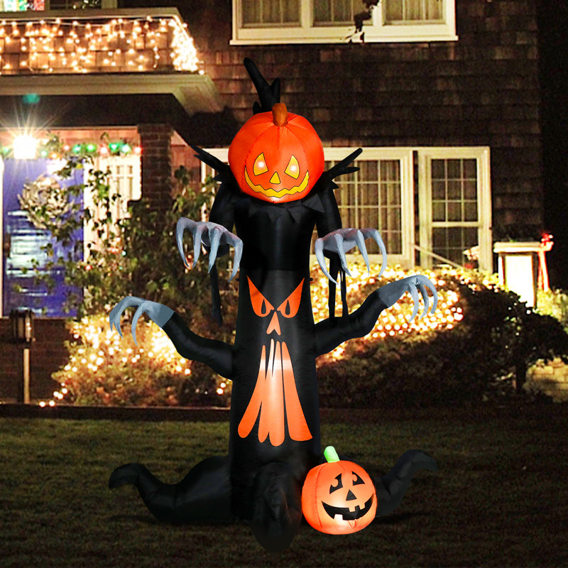 The Holiday Aisle® 8 FT Halloween Inflatable Scary Tree pumpkin with ...