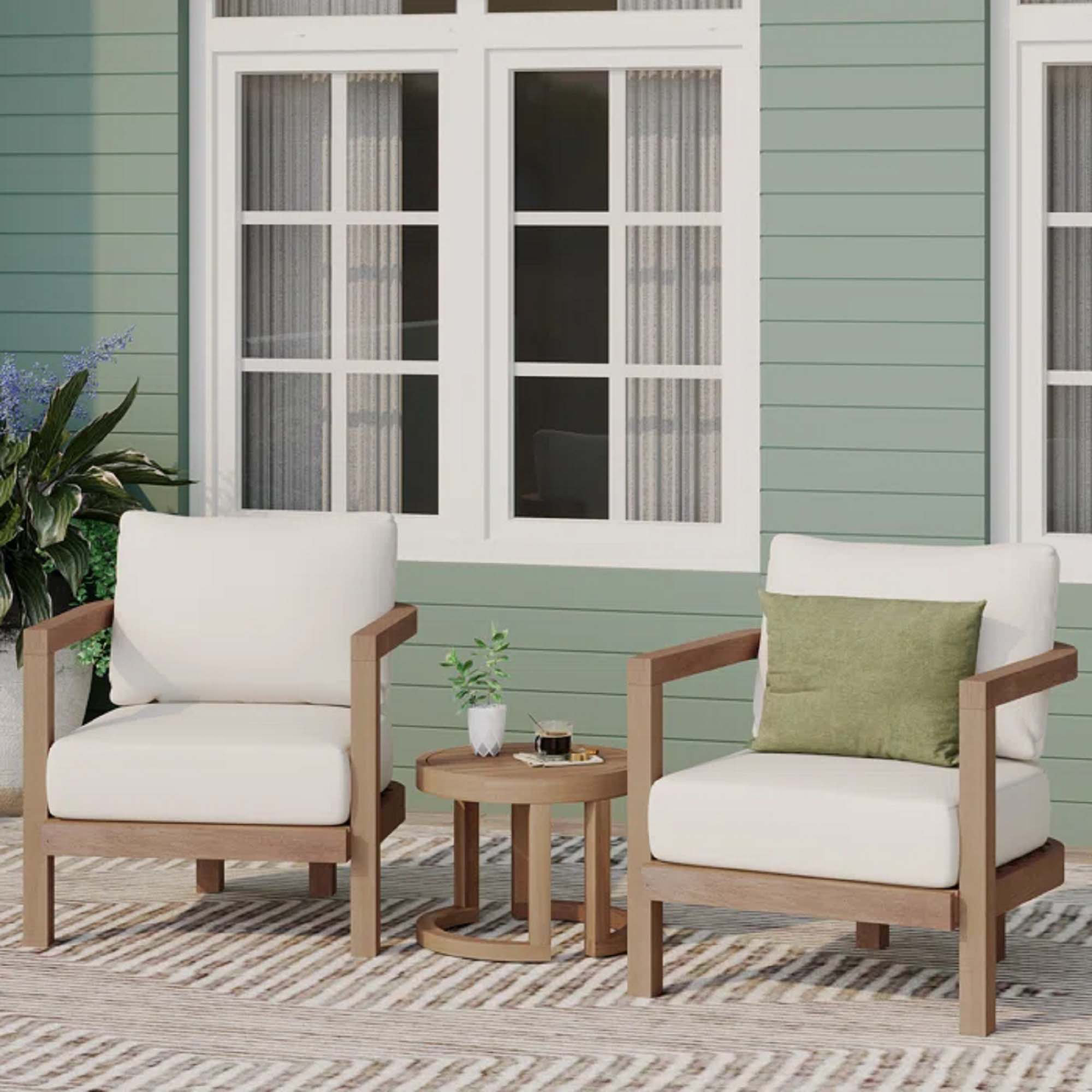 One Allium Way Patio Set 3 Piece Acacia Wood Outdoor Furniture ...
