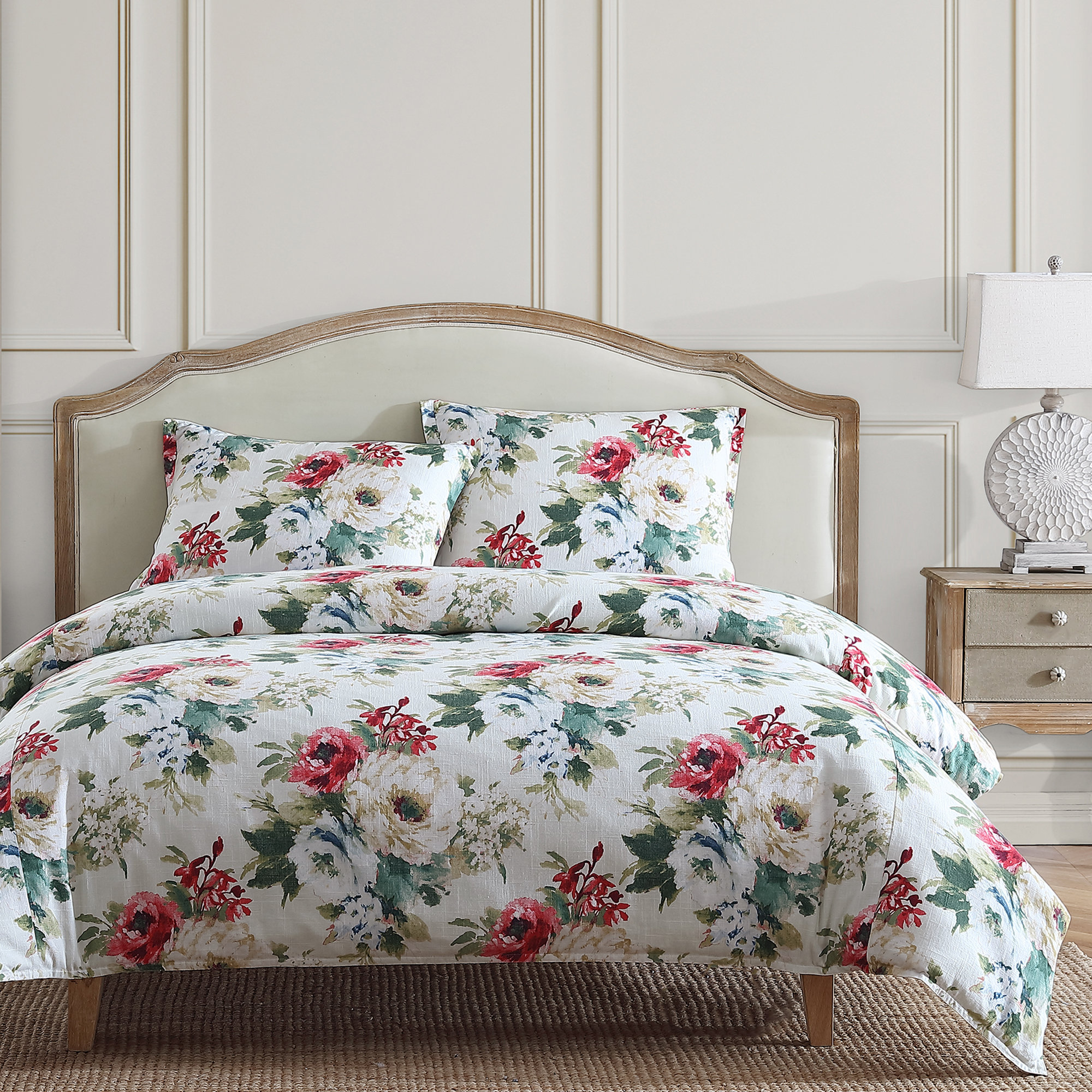 HiEnd Accents Peony Watercolor Washed Linen Floral Bloom Pattern Chic ...