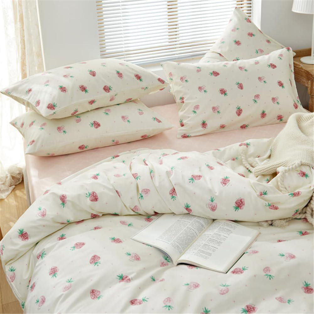 CoastalCart Cute Strawberry Duvet Cover Teen Girls Bedding Set Kawaii ...