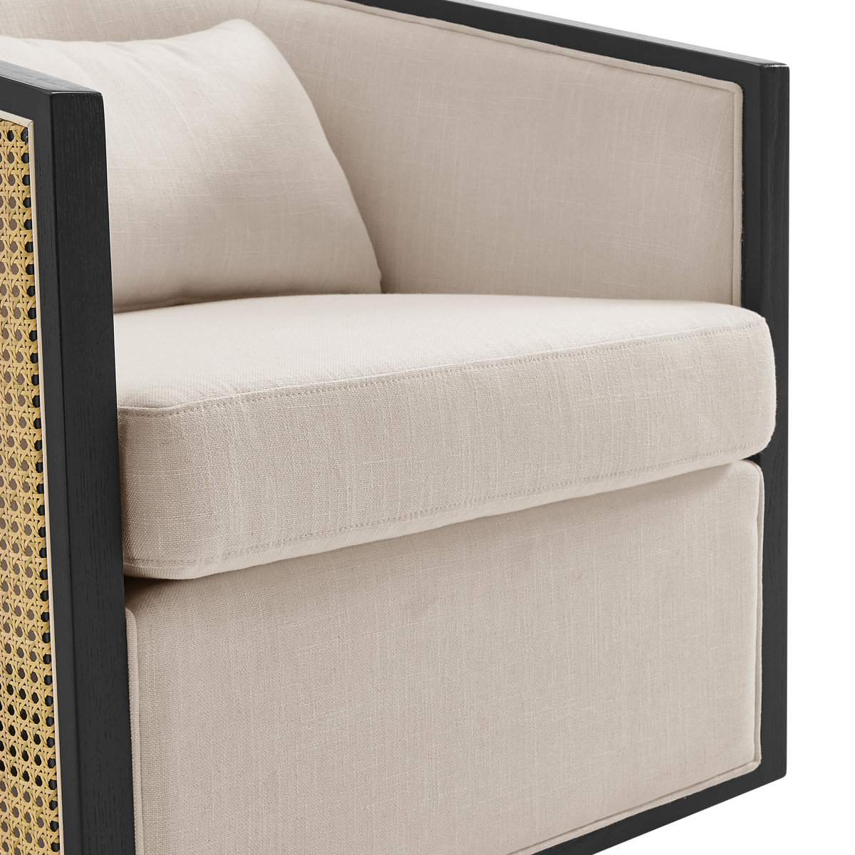 Bay Isle Home™ Chorlette Fabric Swivel Accent Arm Chair W/ Rattan | Wayfair