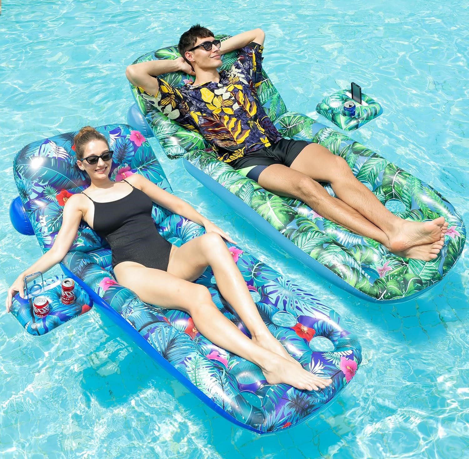 INVOTOT 2 Pack Pool Floats Chairs Adult, 72'' X 34'' Large Pool Float ...