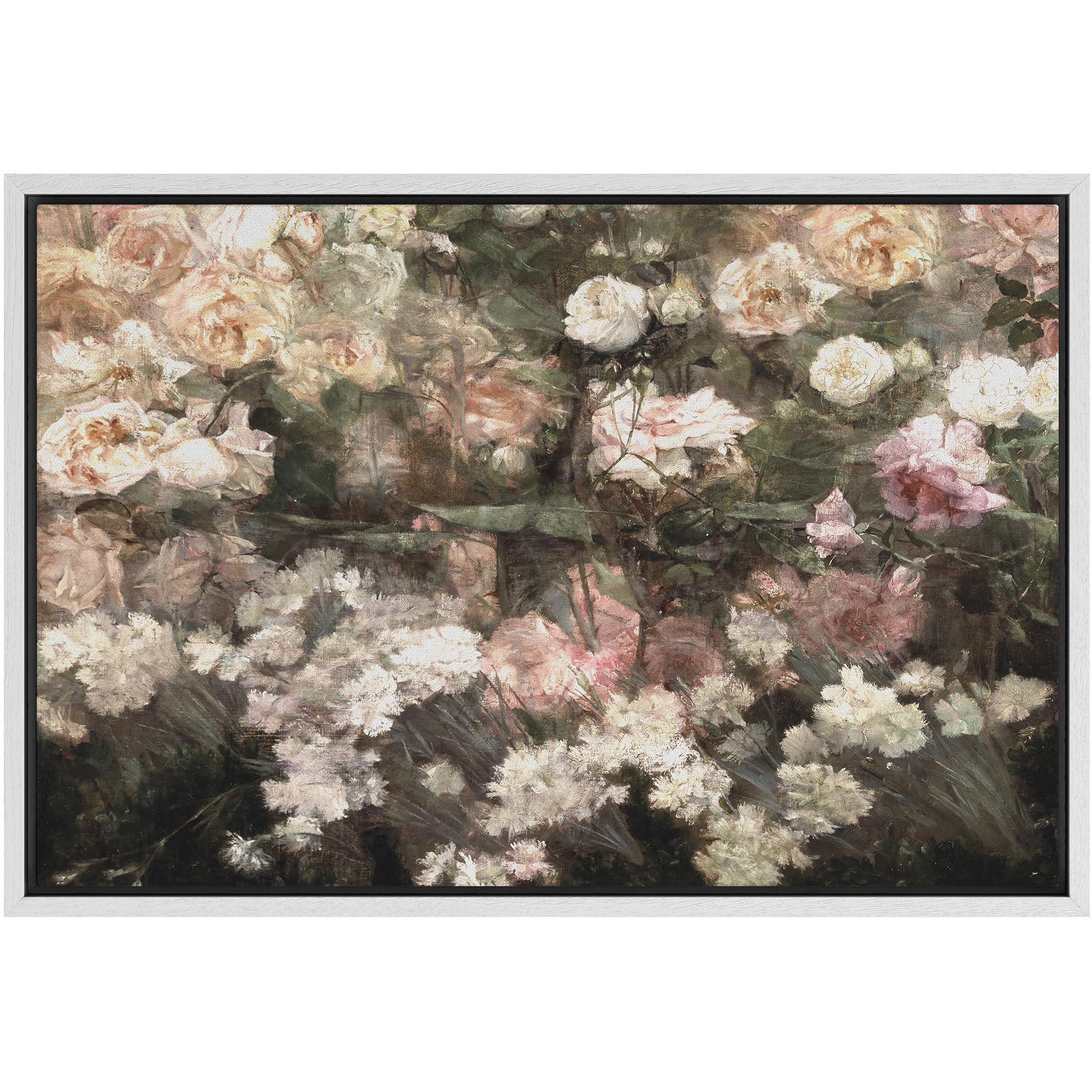 wall26 Tranquil Rose Garden Shabby Elegance Floral Illustrations Rustic ...