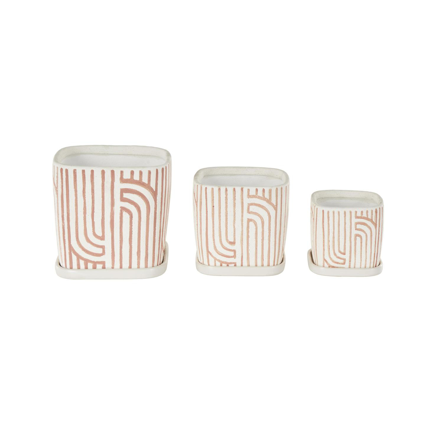 Orren Ellis Cole And Grey 3 Piece Ceramic Planter With Overlapping Pink ...