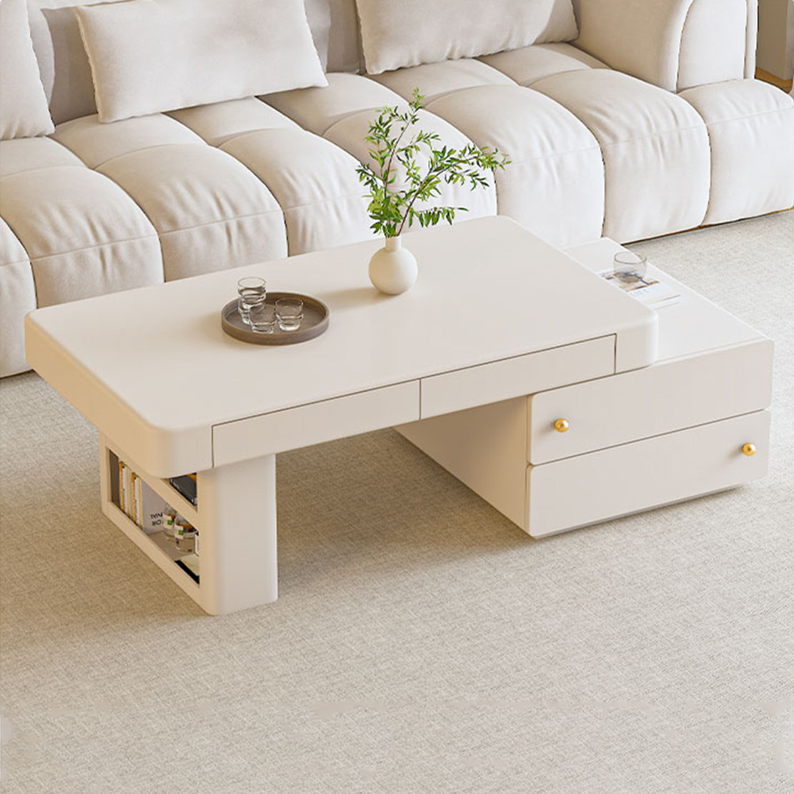 Everly Quinn Cream Retractable Coffee Table | Wayfair