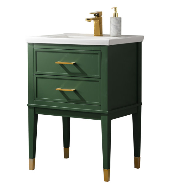 Everly Quinn Deon 24'' Single Bathroom Vanity with Ceramic Top ...