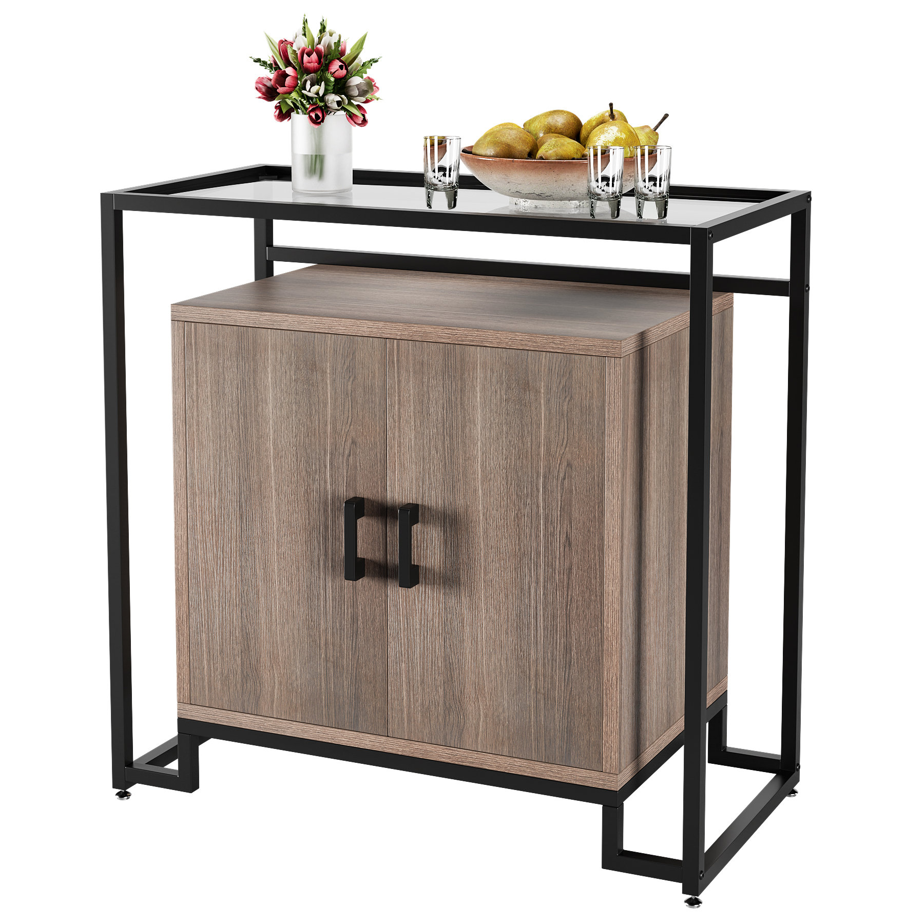 Mercer41 Tempered Glass Convex Bottom Edge Cabinet | Wayfair