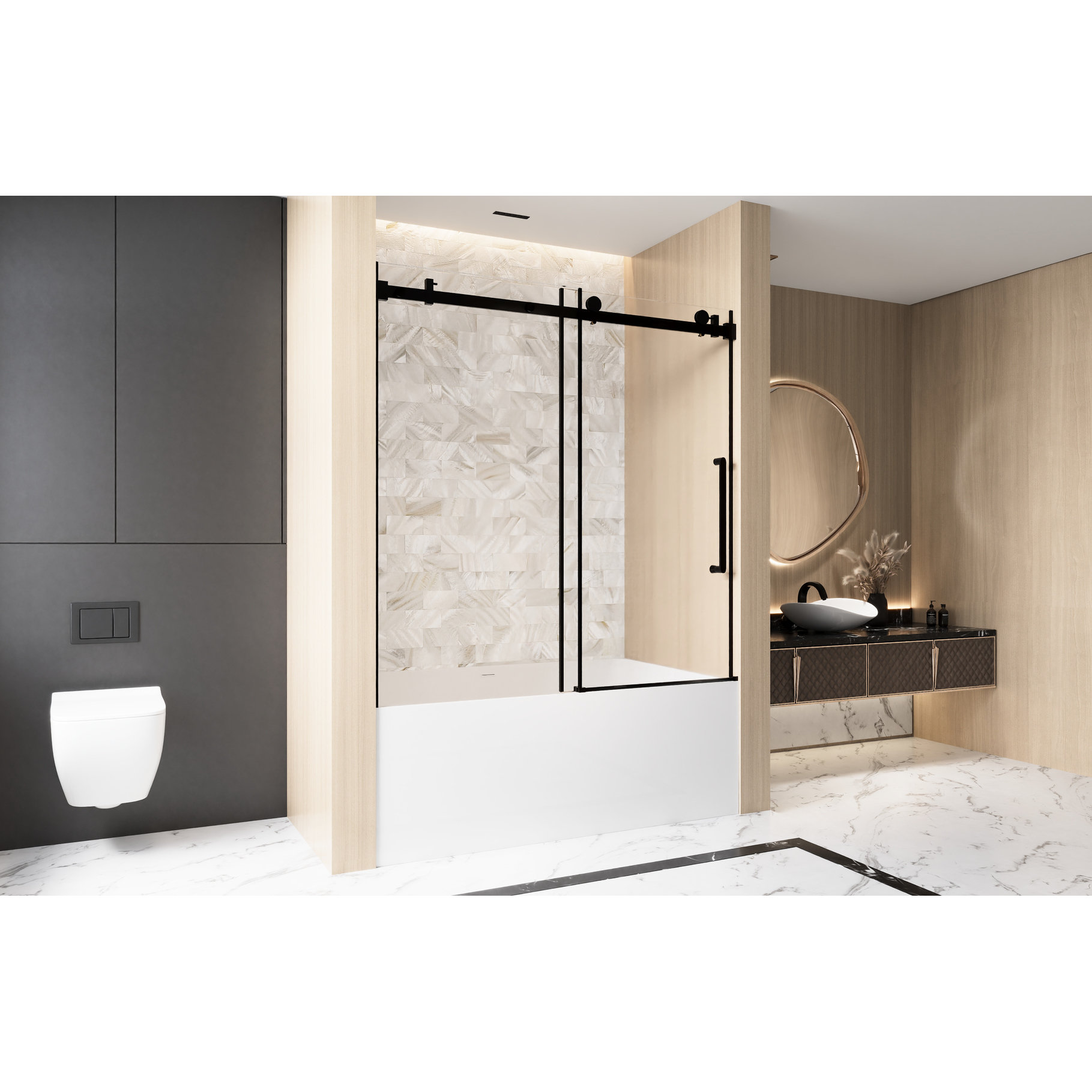 Kivaritio Matt Black Single Sliding Shower Door 60" H, 1/4" (6 Mm ...