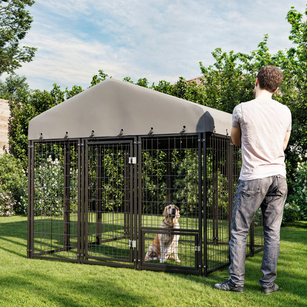 Archie & Oscar™ 73"x70" Dog Kennel Outside, Large Outdoor Dog Kennel ...