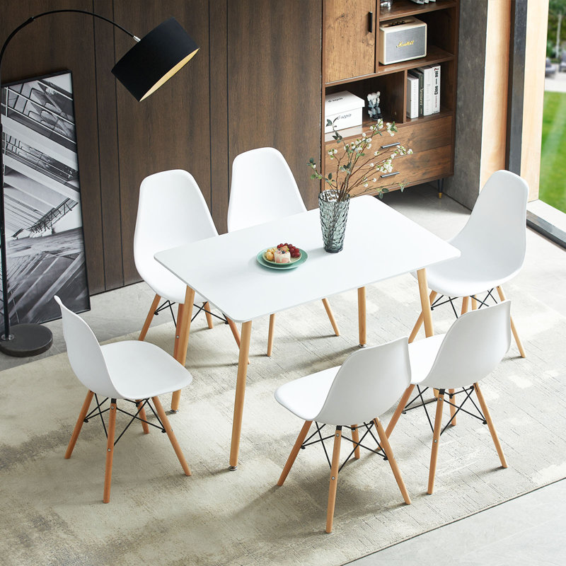 George Oliver Dining Table Set with 1 Rectangular Table and 6 Dining ...