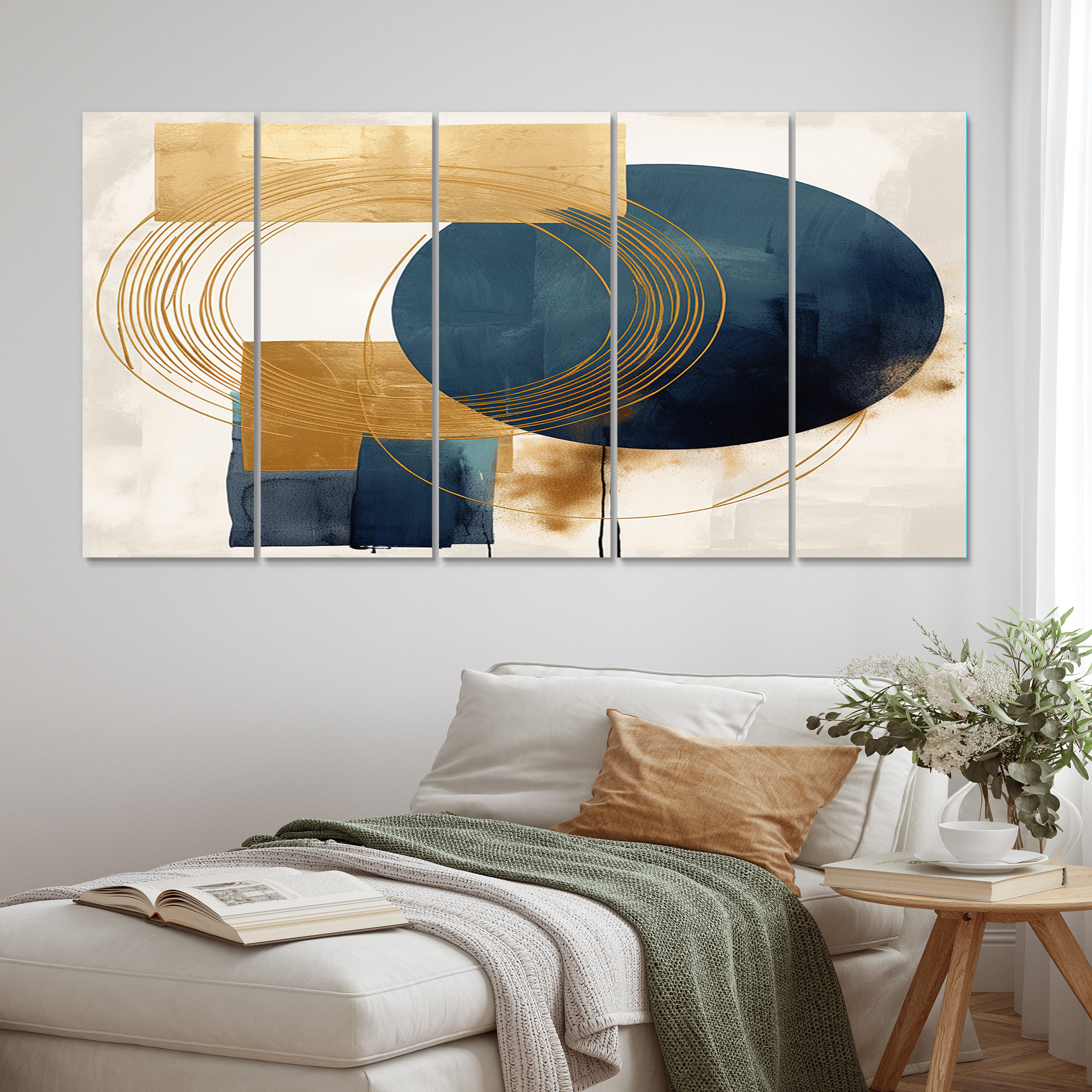 DesignArt Moon Bliss On Delft Blue Sky Mid-Century II - Transitional ...