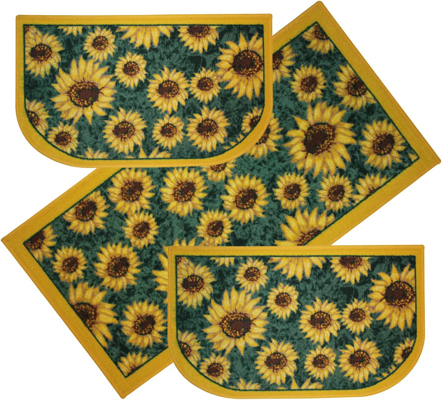 Rosalind Wheeler Alusine Sunflower 3 Piece Kitchen Mat Set & Reviews ...