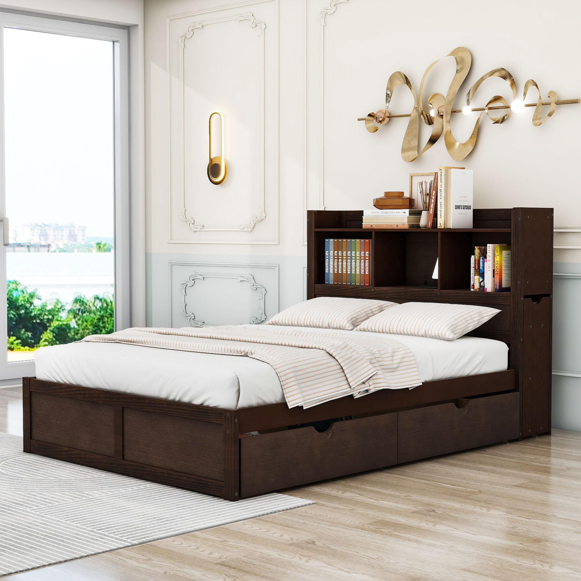 Red Barrel Studio® Beonka Bookcase Bed | Wayfair