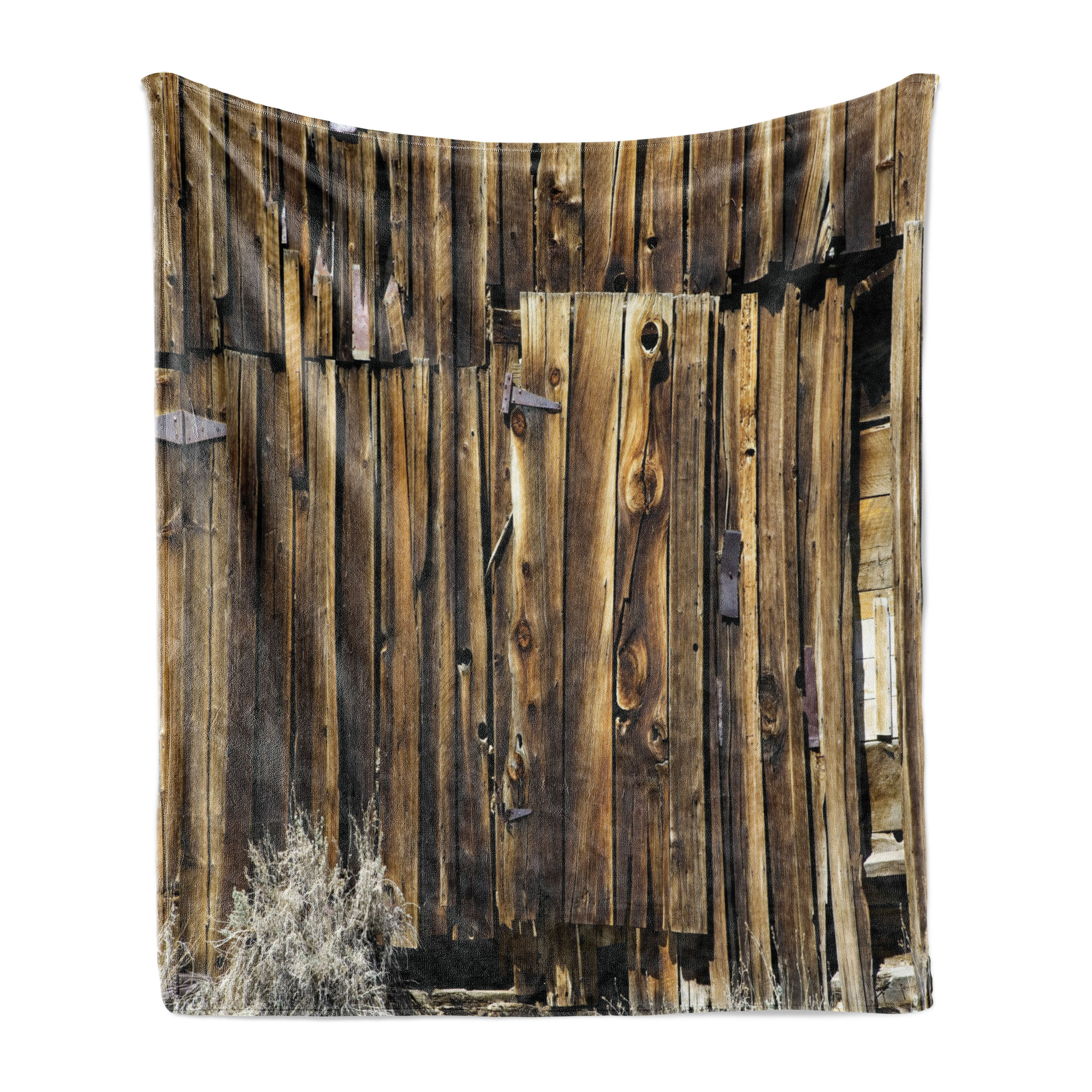 Ambesonne Rustic Fleece Throw Blanket Oak Barn Timber Door Brown | Wayfair