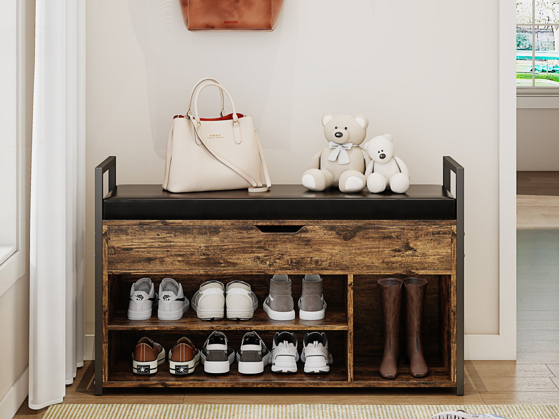 Williston Forge Shoe Storage Bench, Entryway Bench With Lift Top ...