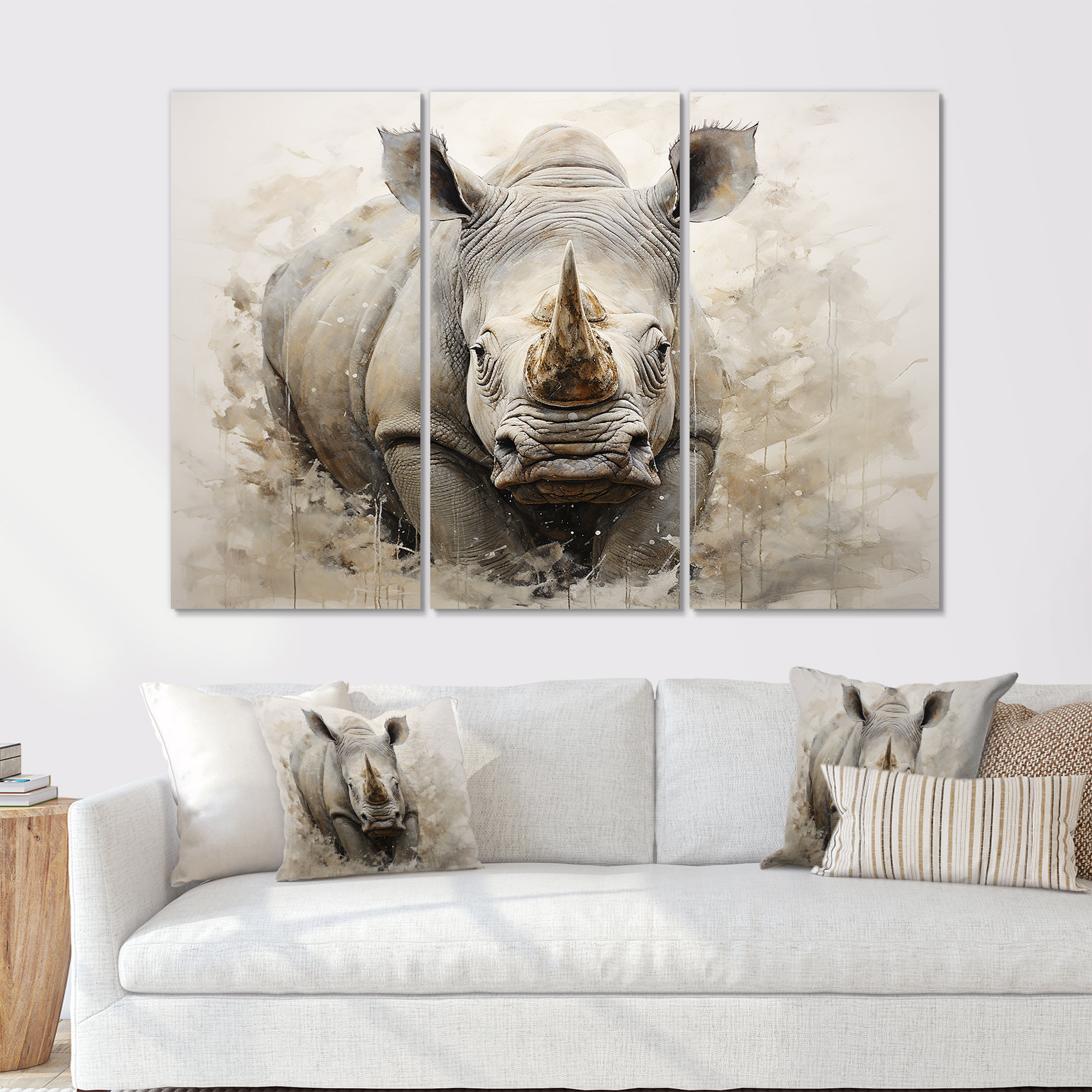 Bungalow Rose Mighty Strong Rhinoceros I - Rhinoceros Wall Art Print ...