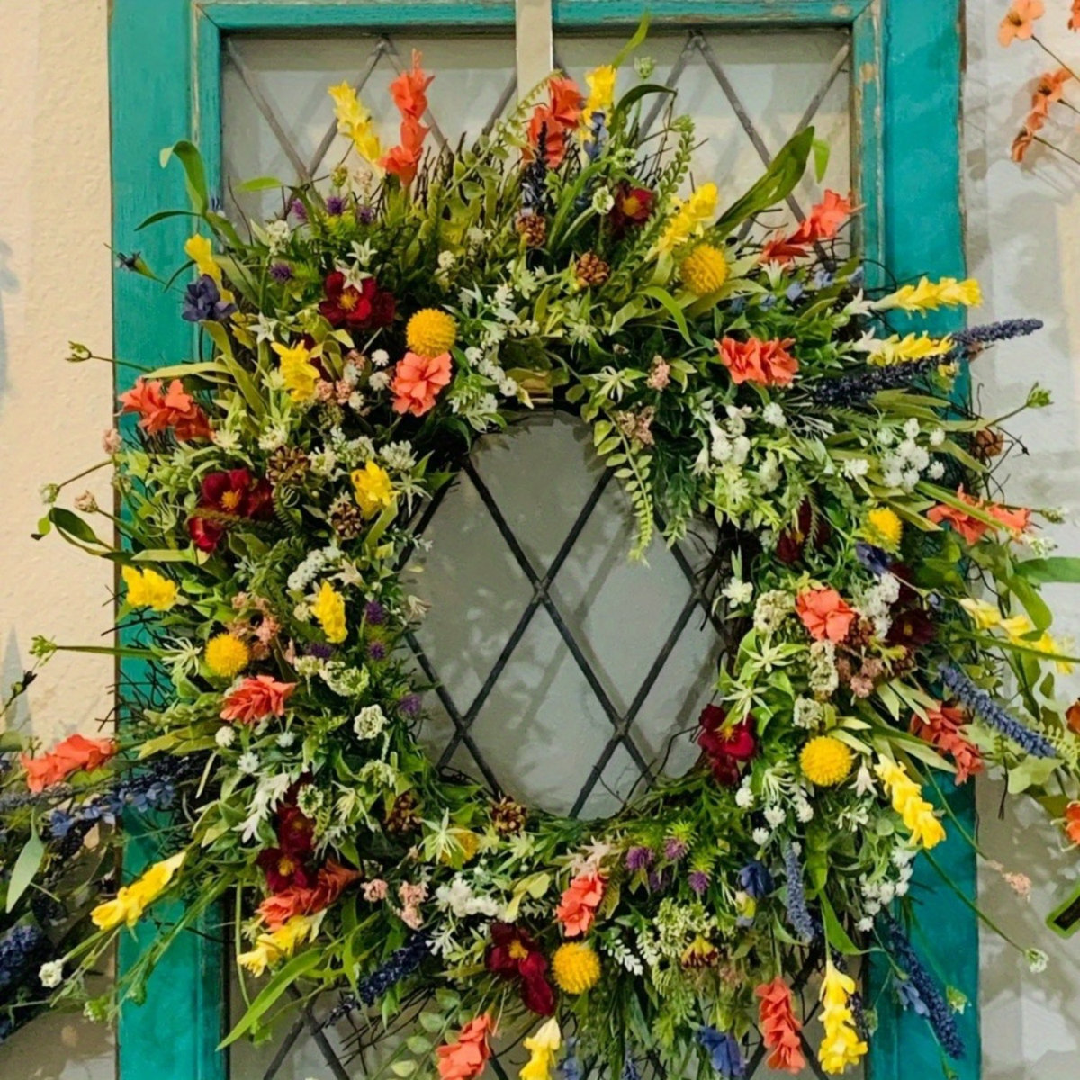 The Holiday Aisle® 17.7in Wildflower Wreath Spring/ Summer Wreath for ...