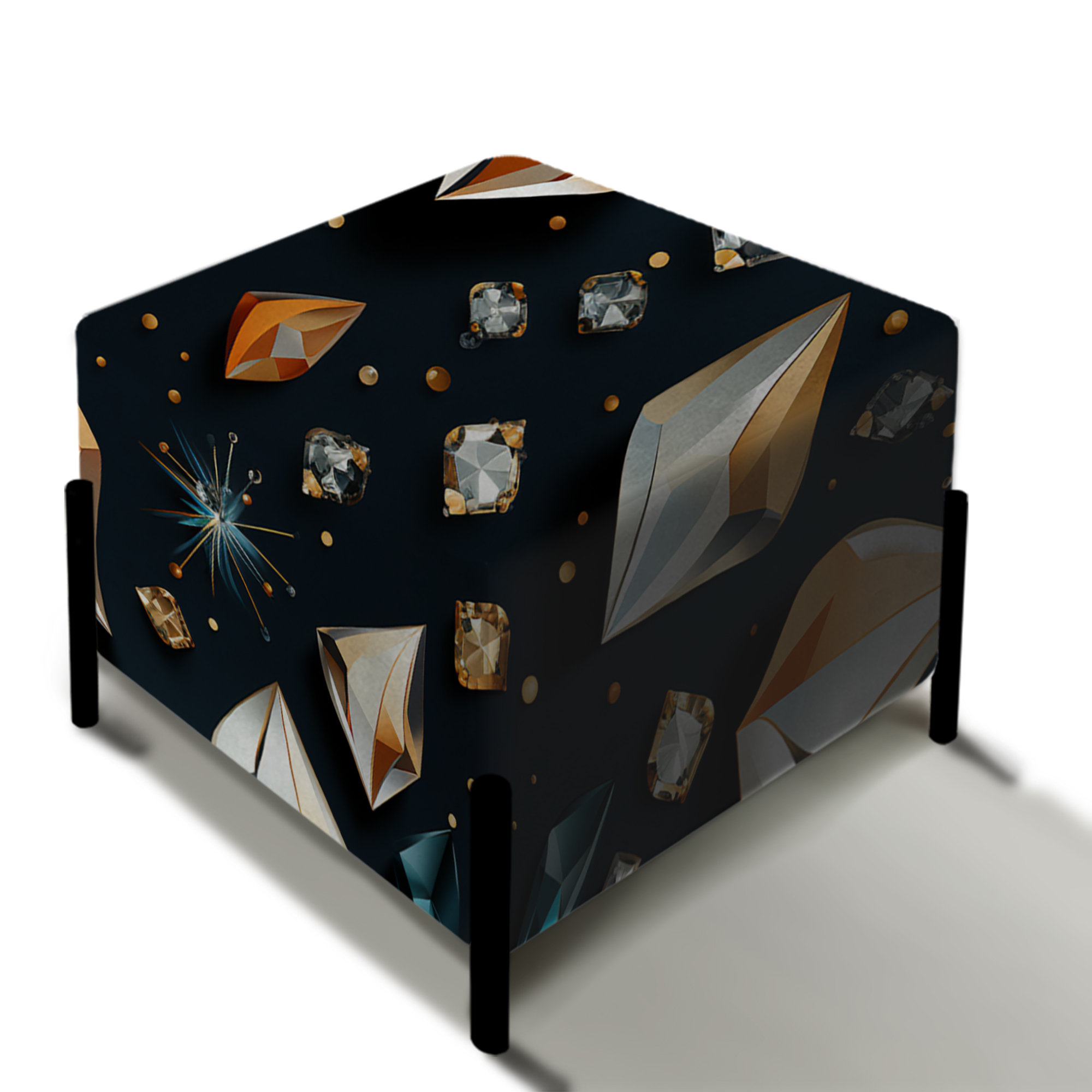 Design Art Crystal Diamond Glamour Opulence - Glam Square Ottoman | Wayfair