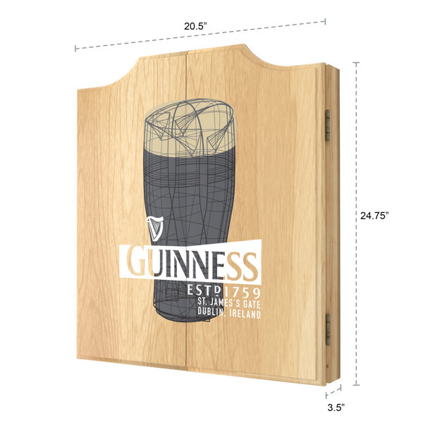 Trademark Global Guinness Line Art Pint Dartboard and Cabinet Set ...
