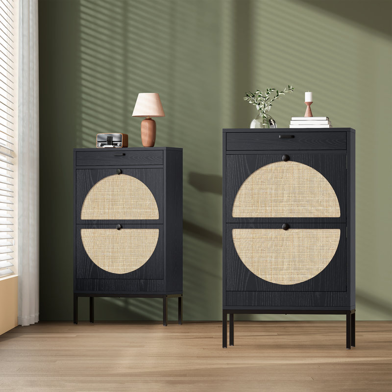 Bayou Breeze Boho Natural Rattan Shoe Storage Cabinet & Reviews | Wayfair