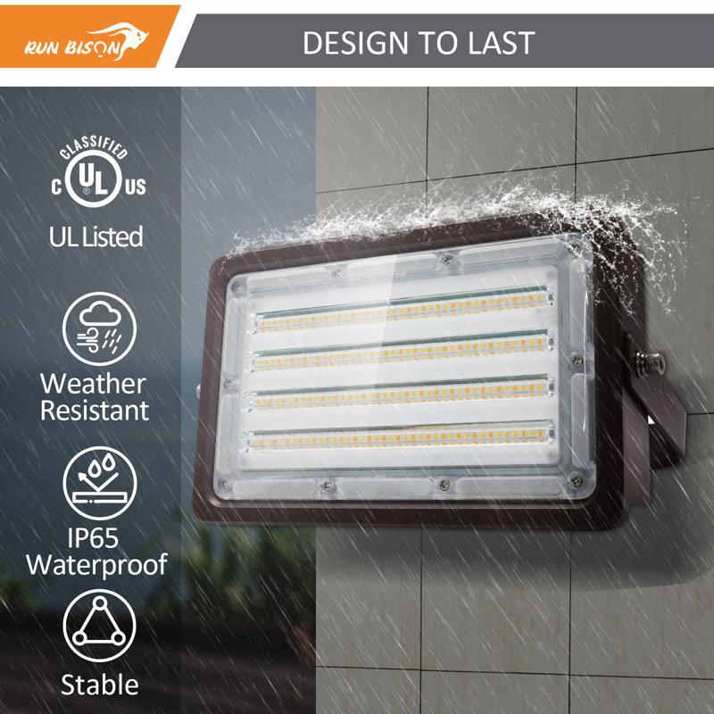 RUN BISON 130-Watt LED Outdoor Security Flood Light | Wayfair