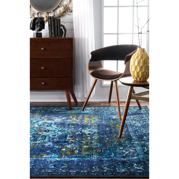 Bungalow Rose Performance Blue Rug & Reviews | Wayfair