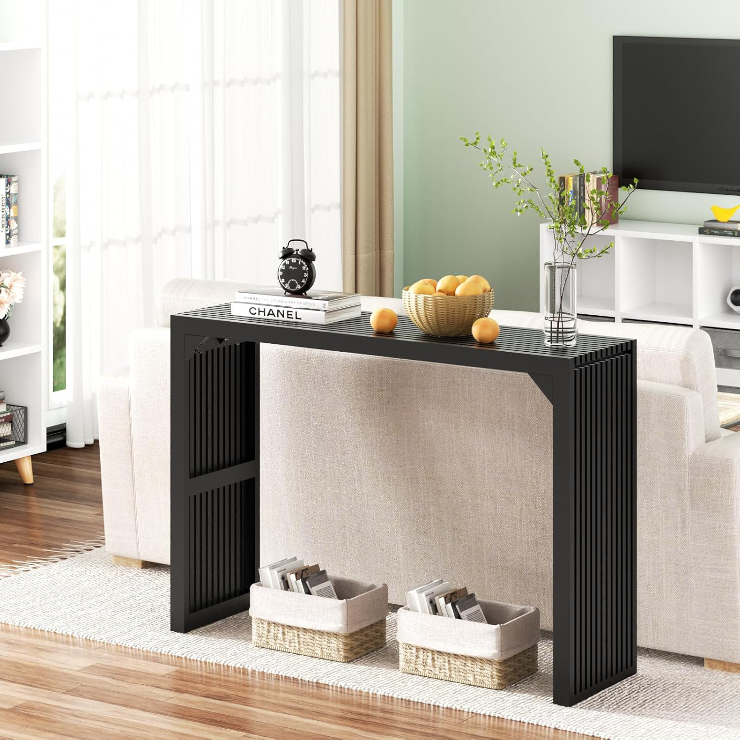 Latitude Run® Console Table, Black Console Tables For Entryway, Narrow ...