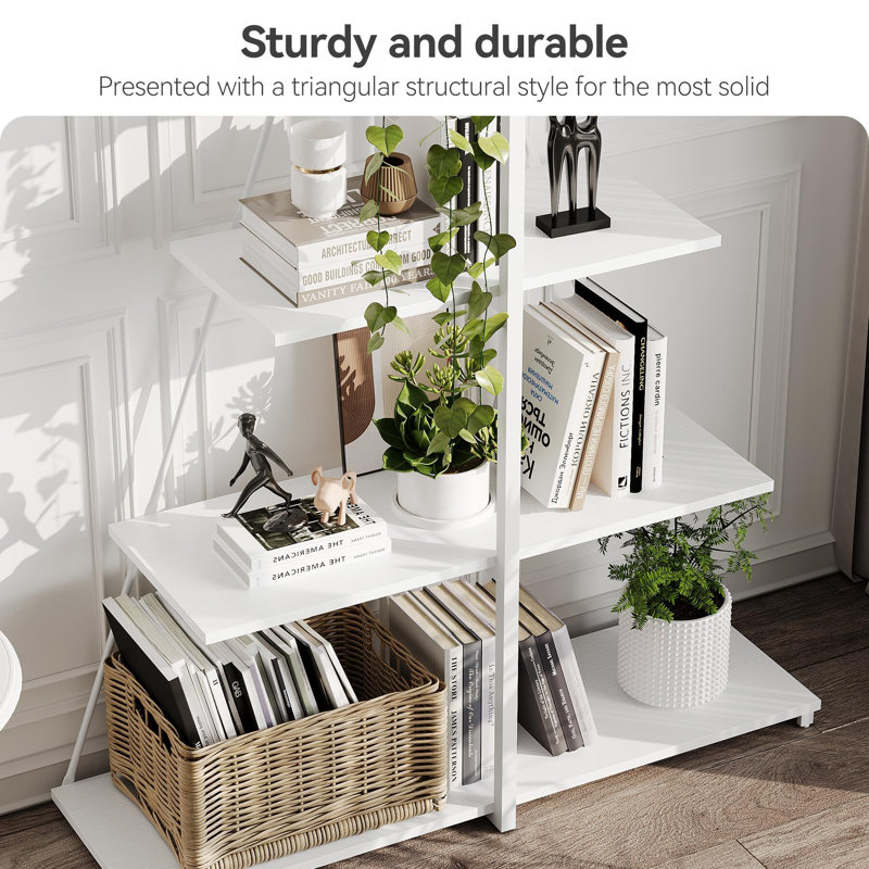 17 Stories 4 Tier Bookshelf, Wooden Ladder Shelves | Wayfair