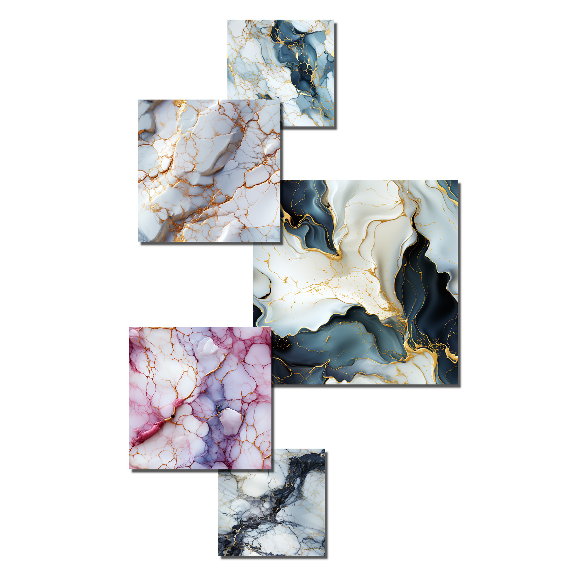Design Art Gold Timeless Marble Classic Delights - Marble Wall Art Set ...
