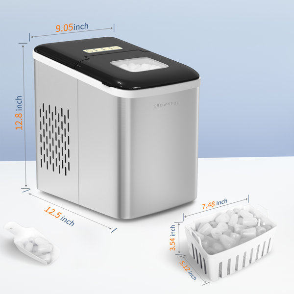 Crownful Ice Maker Machine For Countertop, 9 Ice Cubes Ready In 7 ...