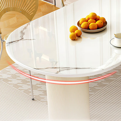 Orren Ellis Luxe Creamy Dining Table with Roman Column Legs & Reviews ...
