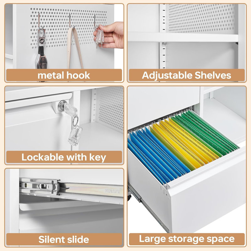 Latitude Run® 2 Drawer File Cabinet, Mobile Lateral Filing Cabinet ...