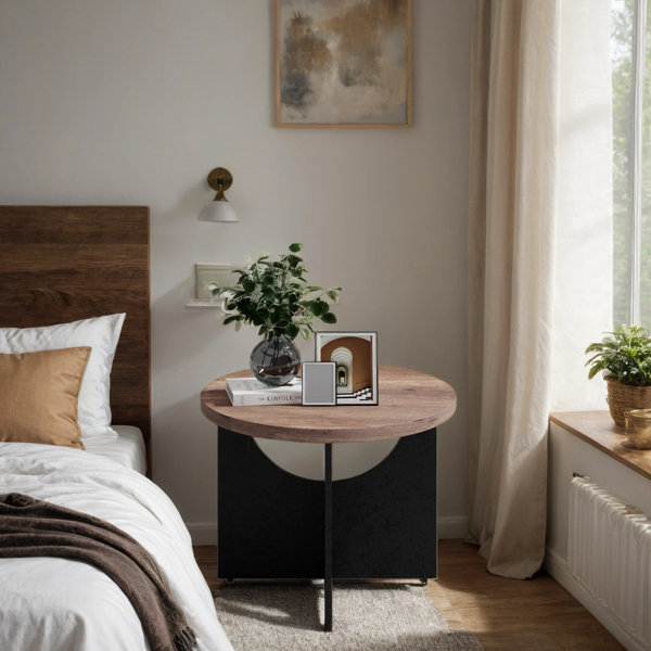 Ebern Designs Round Night Stand 24" Mid Century Modern Circle Side ...