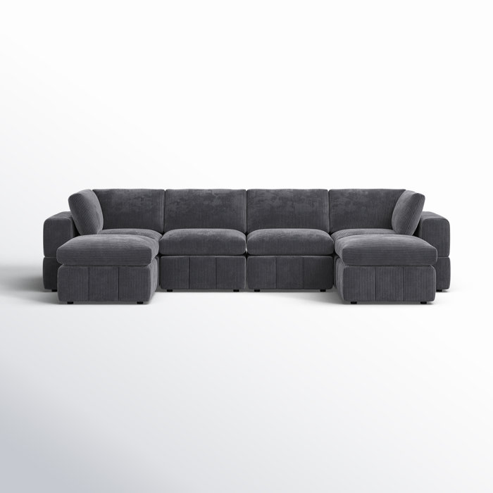 Wade Logan® 6 - Piece Corduroy Sectional & Reviews | Wayfair
