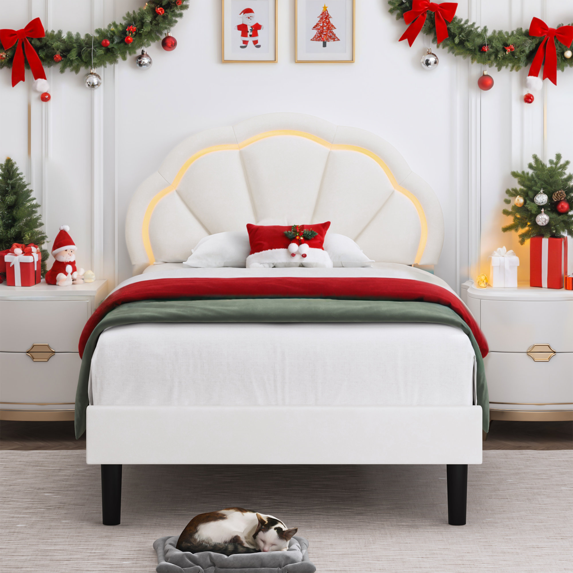 Lark Manor™ Aisaiah Velvet Upholstere Platform Bed With Adjustable ...