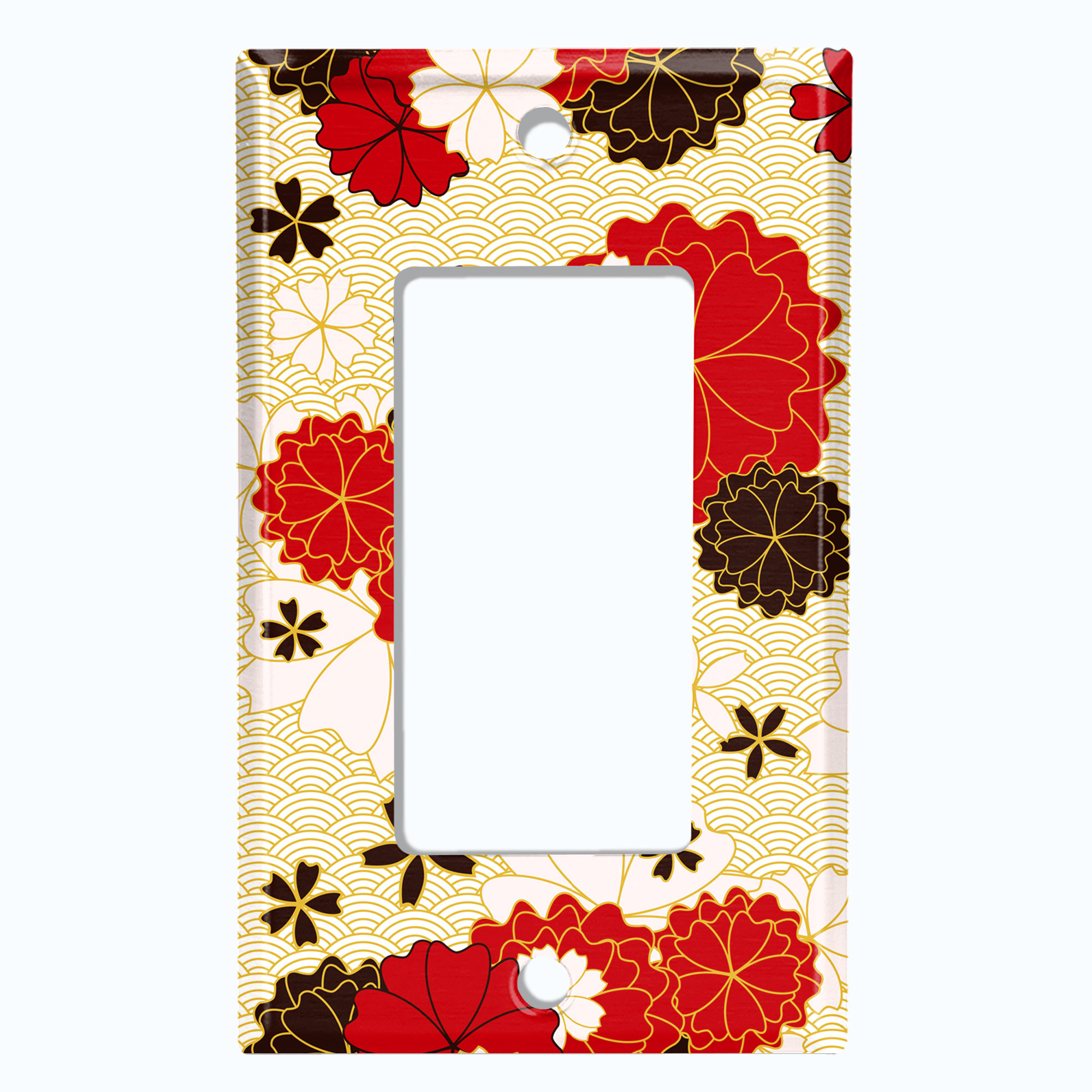 WorldAcc Metal Light Switch Plate Outlet Cover (Japanese Pattern Flower ...