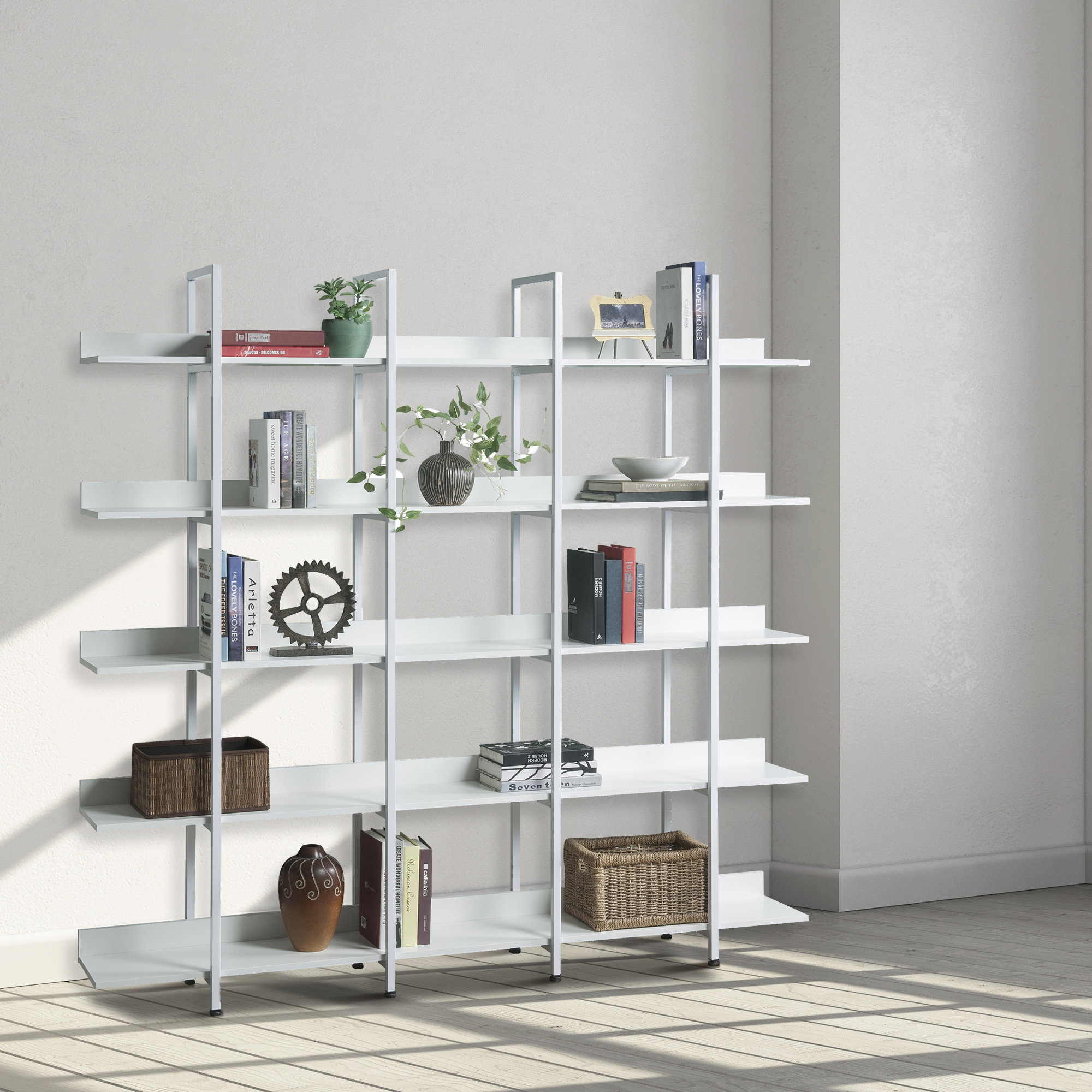 17 Stories Minimalism Open Steel Frame Bookcase For Living Room And ...