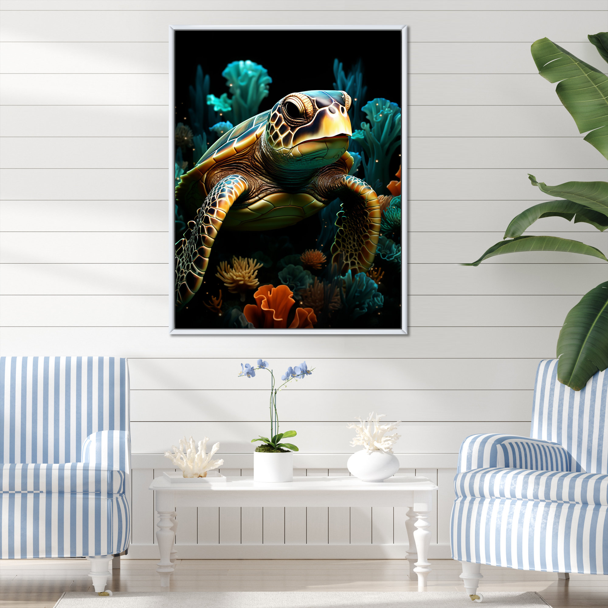 Bay Isle Home™ Sea Turtle Portrait Journey I - Coastal Animal Wall Art ...