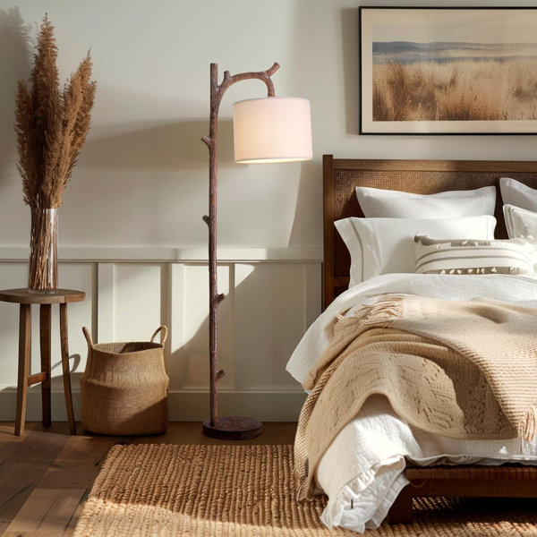 Millwood Pines Rustic Farmhouse Tree Trunk Floor Lamp for Bedroom ...