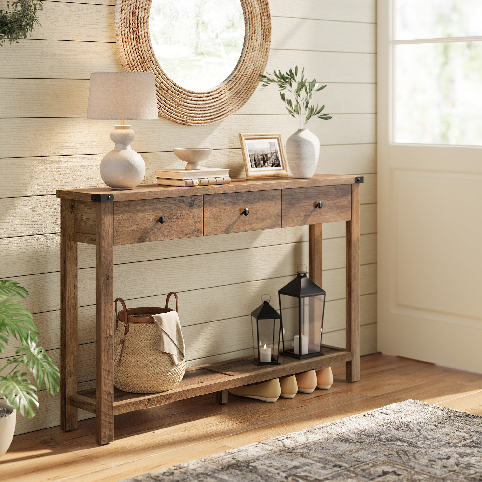 Winston Porter Sahai 47.2" Console Table with 3 Drawers & Reviews | Wayfair