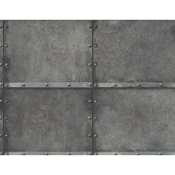 Seabrook Designs Rust & Blue Smoke Faux Metal Panel Unpasted Wallpaper ...