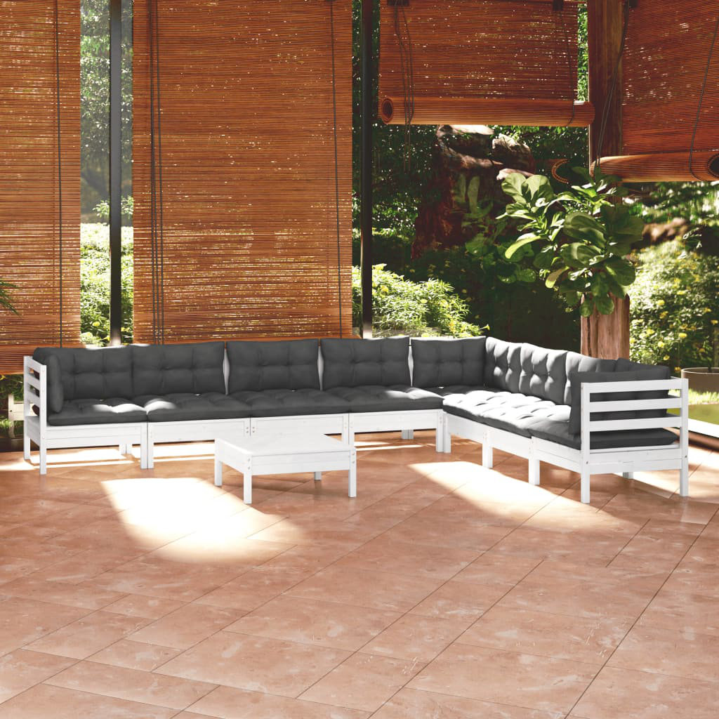 Latitude Run® Kysia 9 Piece Patio Lounge Pinewood Sectional Seating Group with Cushions | Wayfair