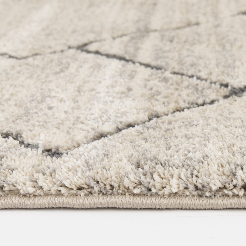 Bungalow Rose Pletcher Beige/Black Abstract Indoor Polyester Area Rug ...