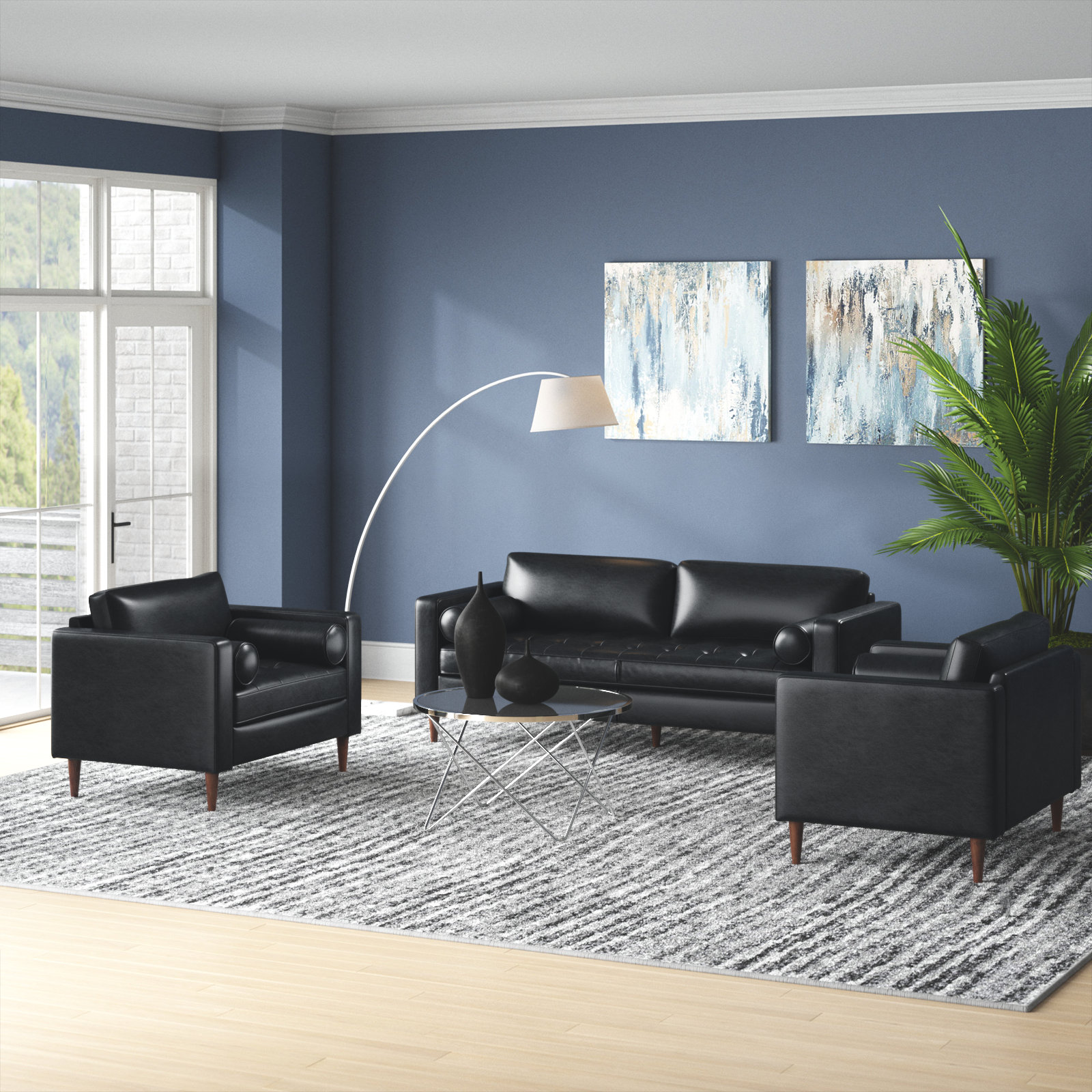 Wade Logan® Bradli 3 Piece Faux Leather Living Room Set & Reviews | Wayfair