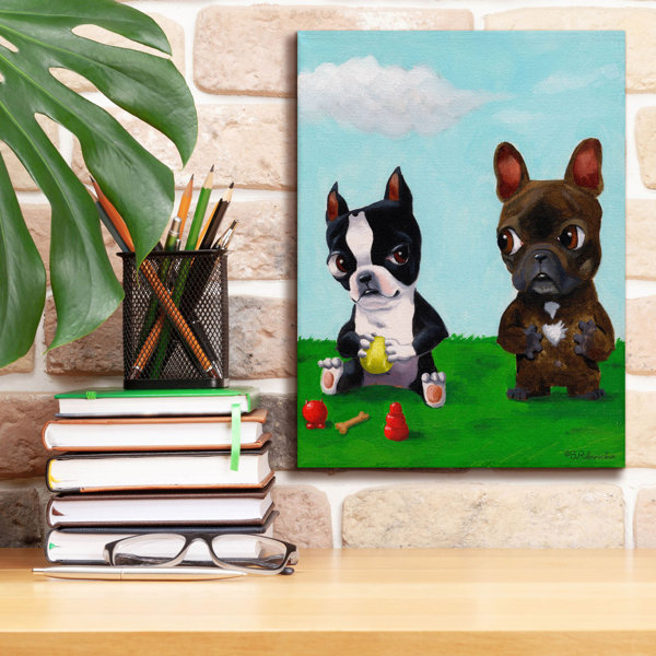 Trinx 'Boston And Frenchie' By Brian Rubenacker, Canvas Wall Art, 26 ...
