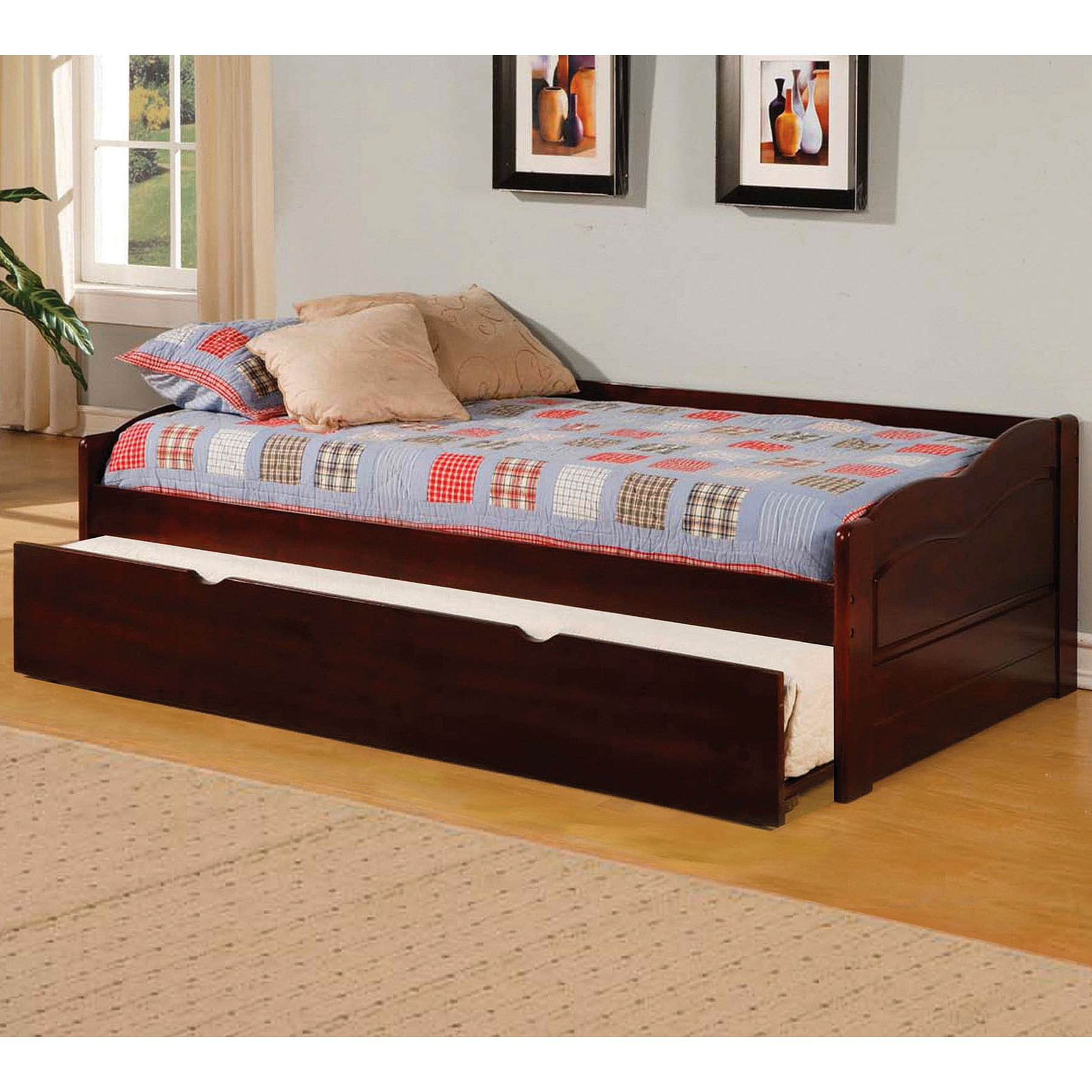 Latitude Run® Traditional Cherry Solid Wood Daybed With Twin Trundle ...